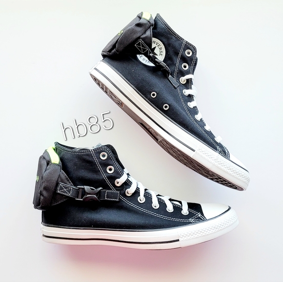Converse | Shoes | Converse Ctas Buckle Up Hi Black White Volt Green ...